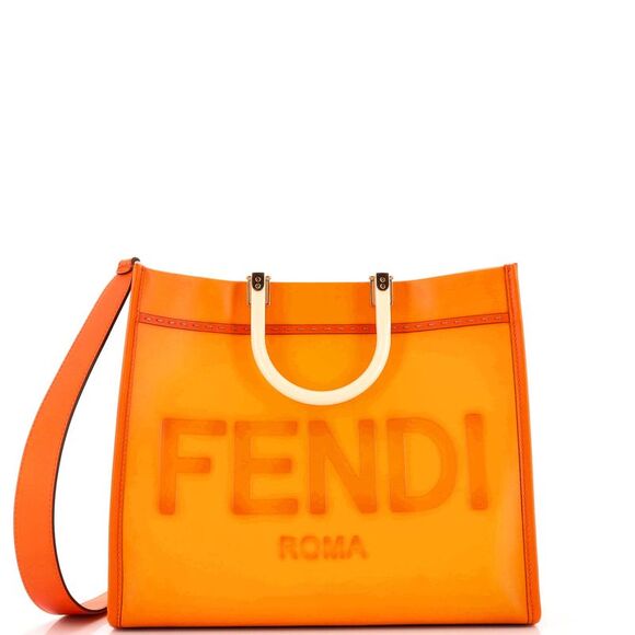 Fendi | Bags | Fendi Sunshine Shopper Tote Leather Medium Orange | Poshmark